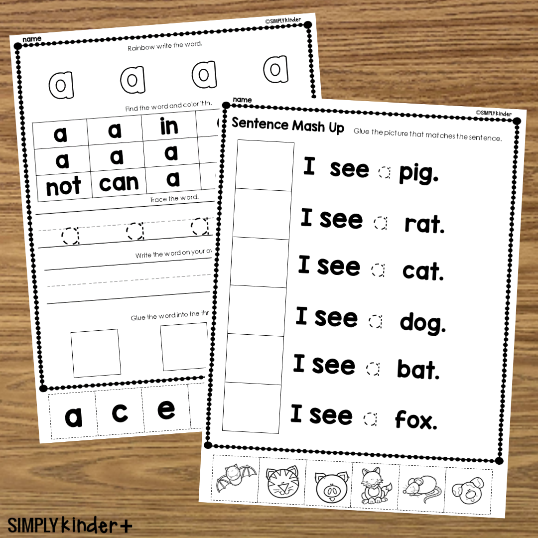 A - Sight Word Cut & Glue Activities - Simply Kinder + Printable Membership