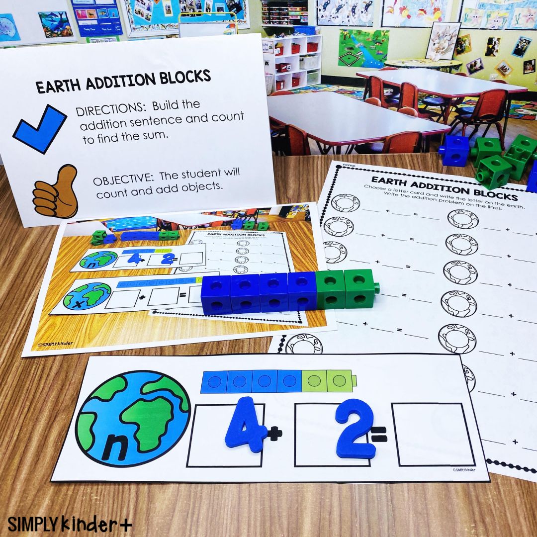 Earth Addition Blocks: Math Center, Fourth Quarter - Simply Kinder ...