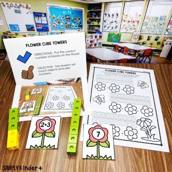 Flower Cube Towers: Math Center, Fourth Quarter - Simply Kinder ...