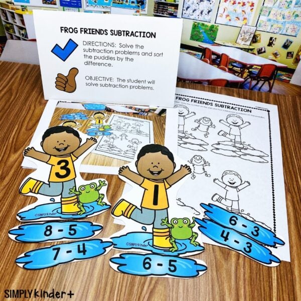 Frog Friends Subtraction: Math Center, Third Quarter - Simply Kinder ...