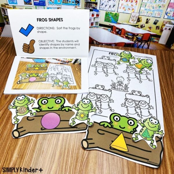 Frog Shapes: Math Center, Third Quarter - Simply Kinder + Printable ...