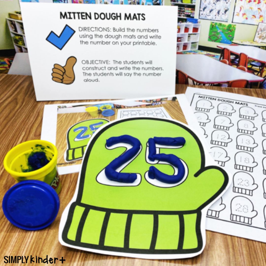 Mitten Dough Mat Numbers: Math Center, Second Quarter - Simply Kinder ...