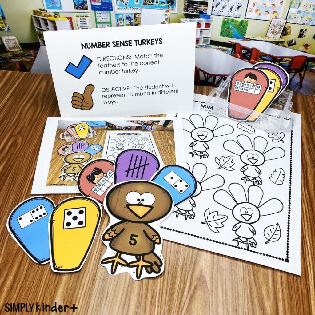 Number Sense Turkeys: Math Center, Second Quarter - Simply Kinder ...