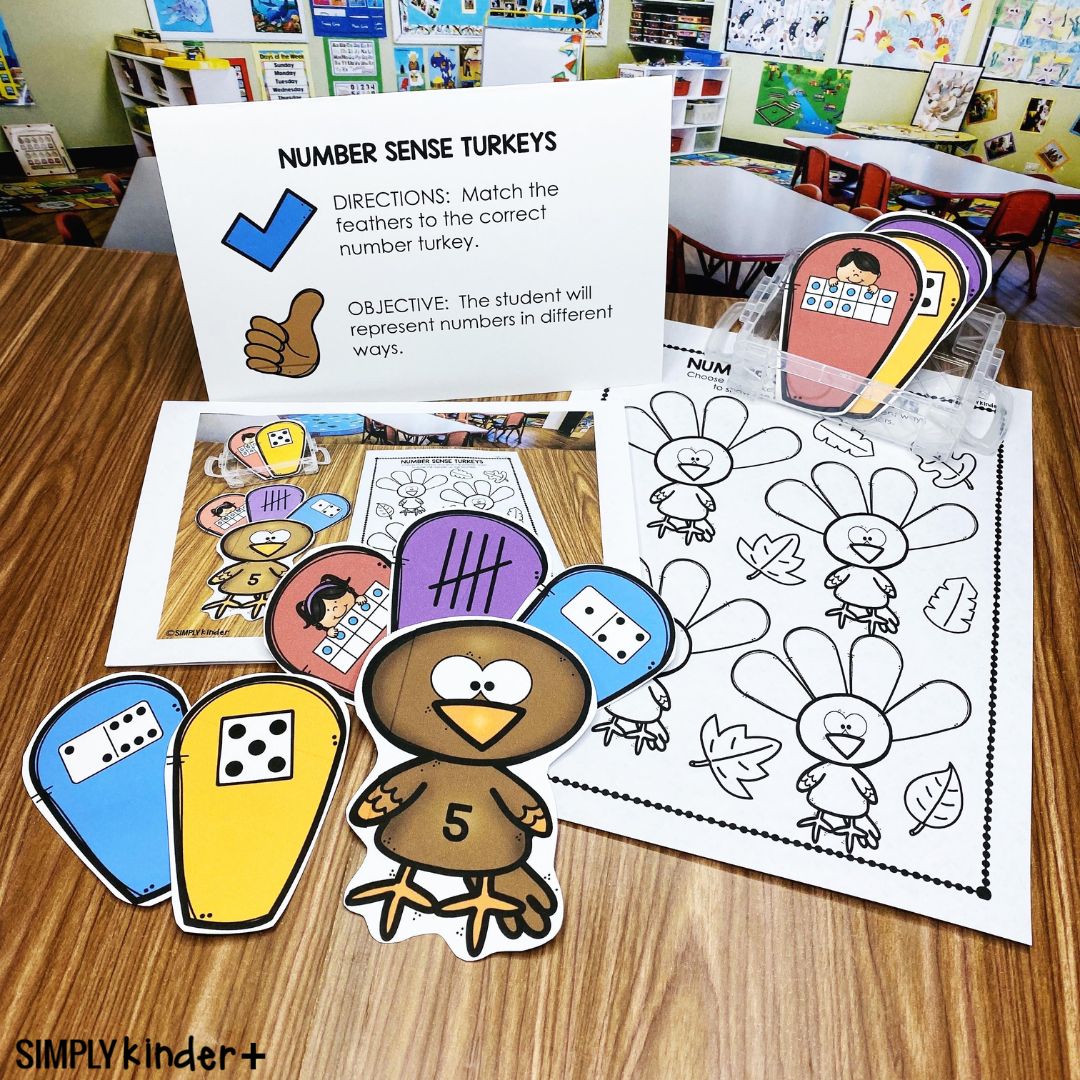 Number Sense Turkeys: Math Center, Second Quarter - Simply Kinder ...