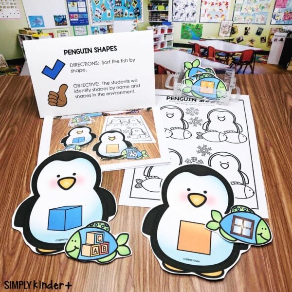 Penguin Shapes: Math Center, Third Quarter - Simply Kinder + Printable ...