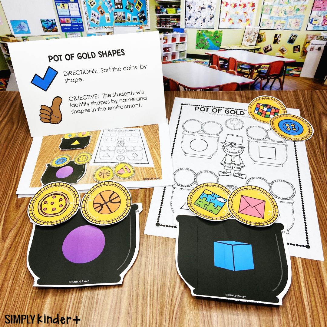 Pot of Gold Shapes: Math Center, Third Quarter - Simply Kinder ...