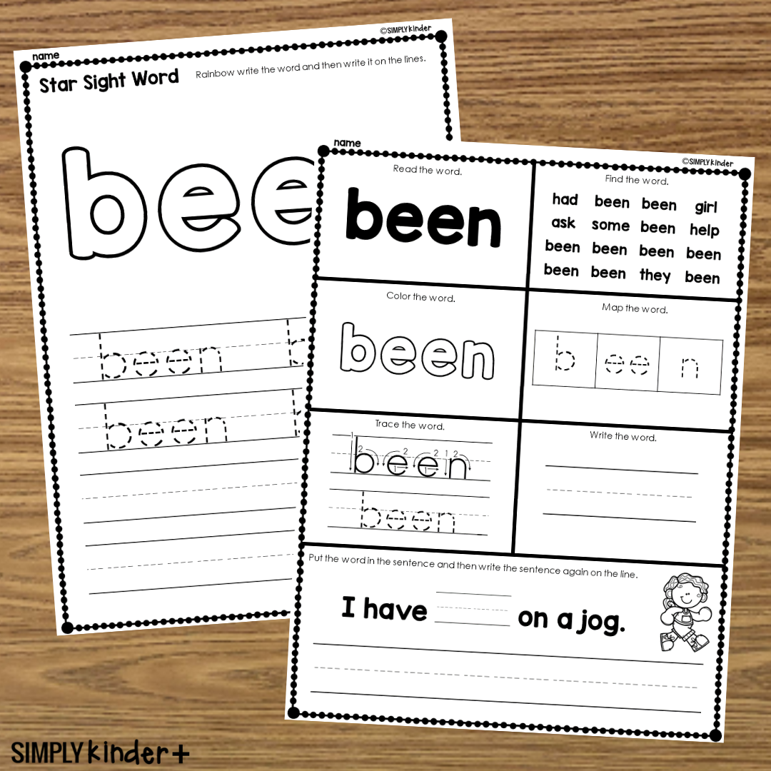 Been - Sight Word Printable Activities - Simply Kinder + Printable ...