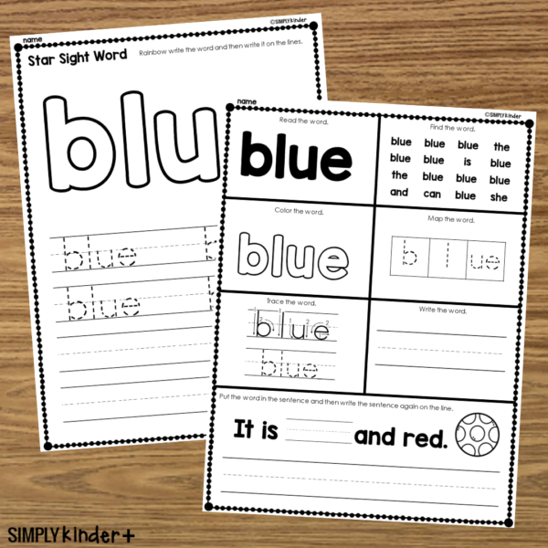 Blue - Sight Word Printable Activities - Simply Kinder + Printable ...
