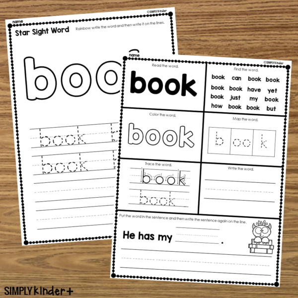 Book - Sight Word Printable Activities - Simply Kinder + Printable ...