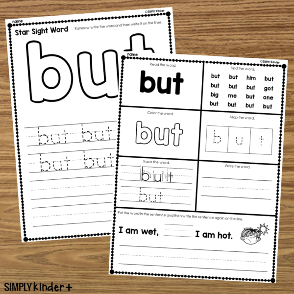 But - Sight Word Printable Activities - Simply Kinder + Printable ...