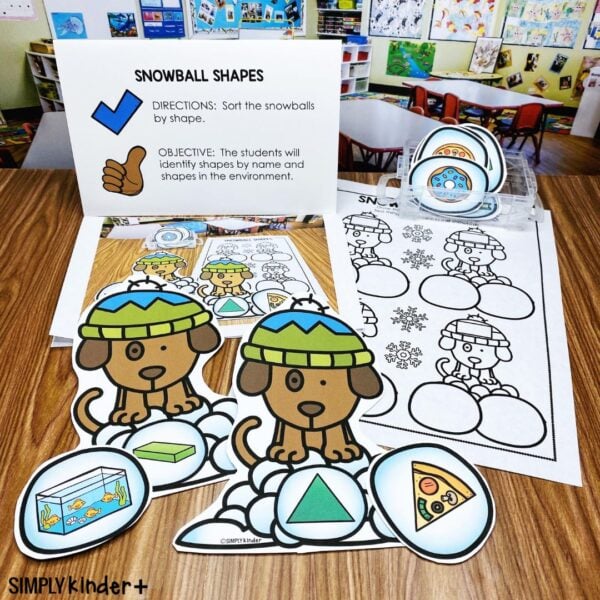 Snowball Shapes: Math Center, Second Quarter - Simply Kinder ...