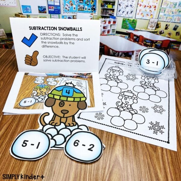 Snowball Subtraction: Math Center, Second Quarter - Simply Kinder ...