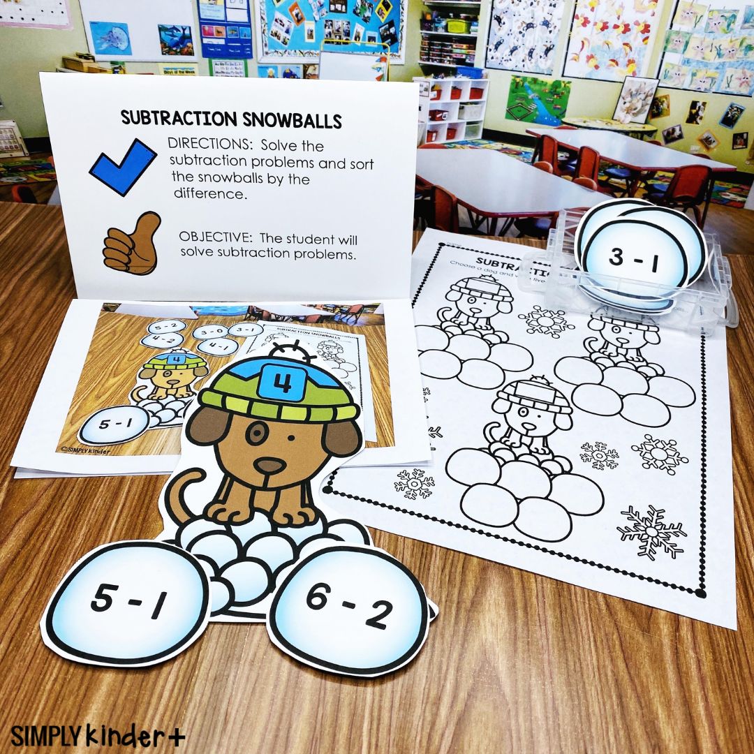 Snowball Subtraction: Math Center, Second Quarter - Simply Kinder ...