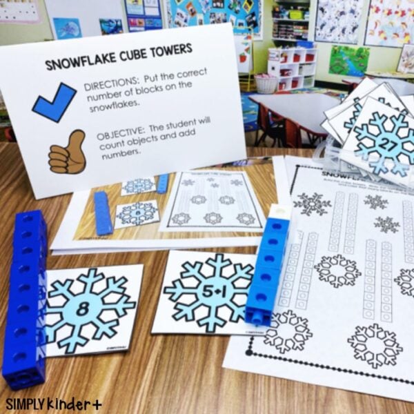 Snowflake Cube Towers: Math Center, Second Quarter - Simply Kinder ...