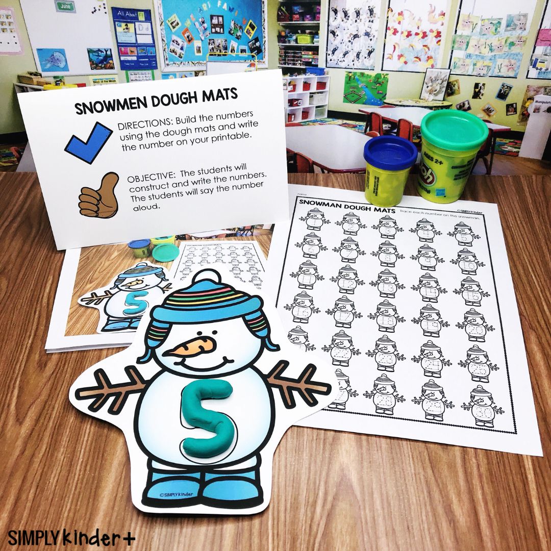 Snowmen Dough Mats: Math Center, Third Quarter - Simply Kinder Plus