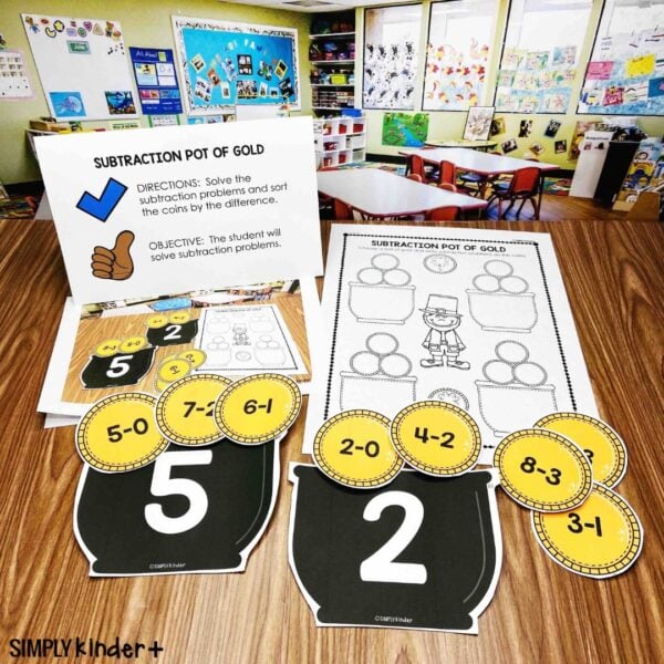Subtraction Pot of Gold: Math Center, Third Quarter - Simply Kinder ...