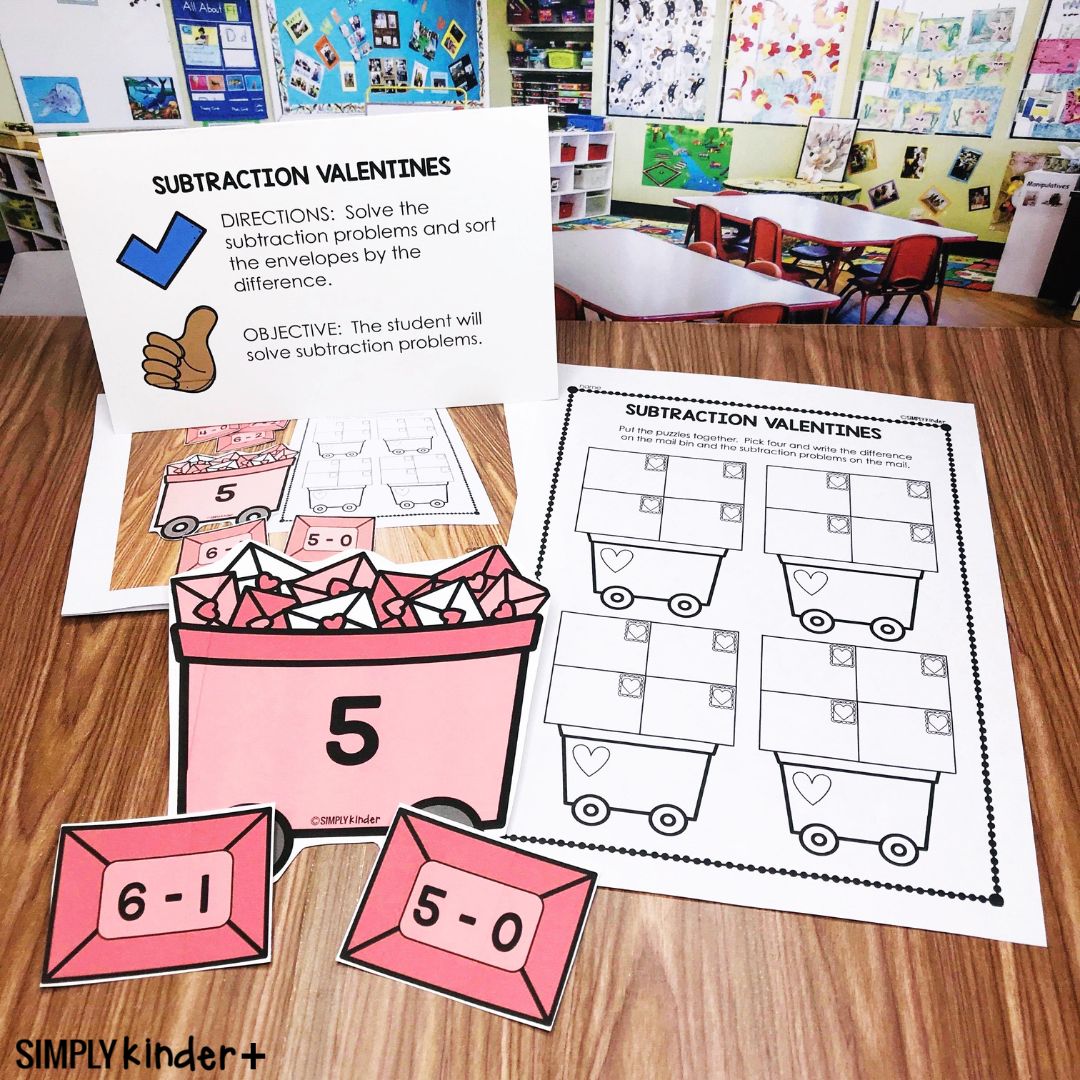 Valentine Subtraction: Math Center, Third Quarter - Simply Kinder ...