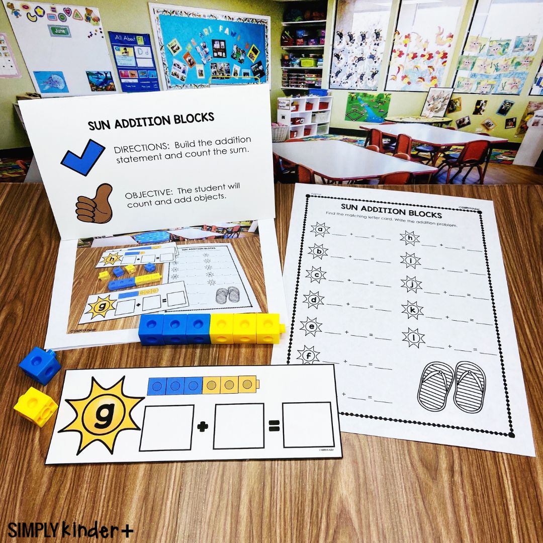Sun Addition Blocks: Math Center, Fourth Quarter - Simply Kinder ...