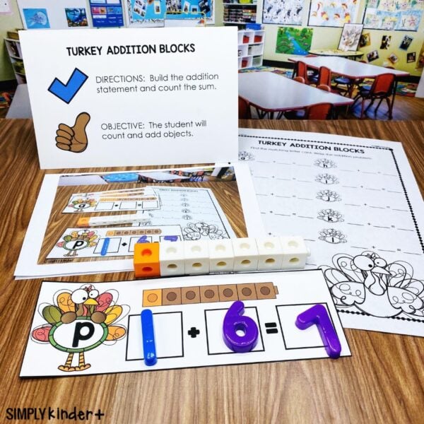 Turkey Addition Blocks: Math Center, Second Quarter - Simply Kinder ...