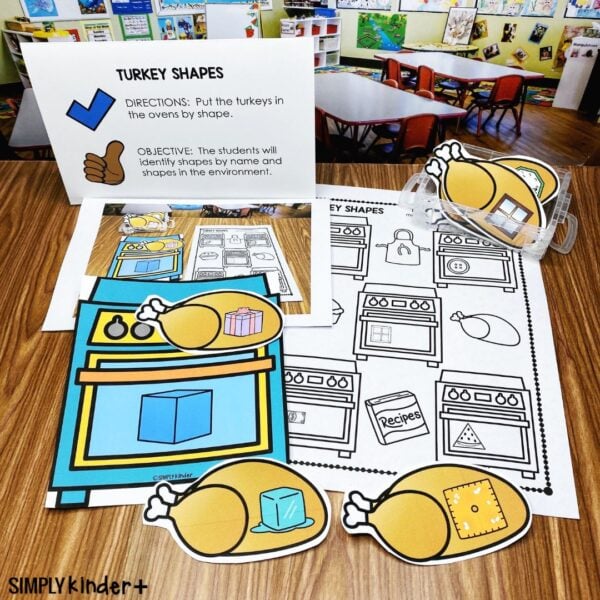 Turkey Shapes: Math Center, Second Quarter - Simply Kinder Plus