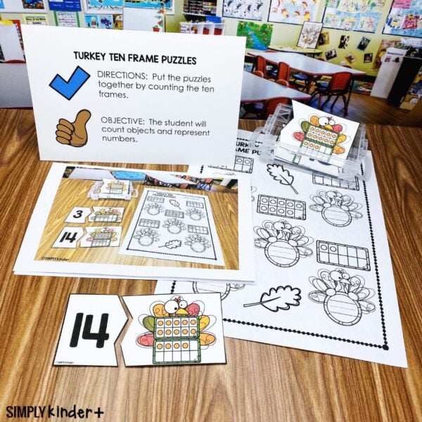 Turkey Ten Frame Puzzles: Math Center, Second Quarter - Simply Kinder ...
