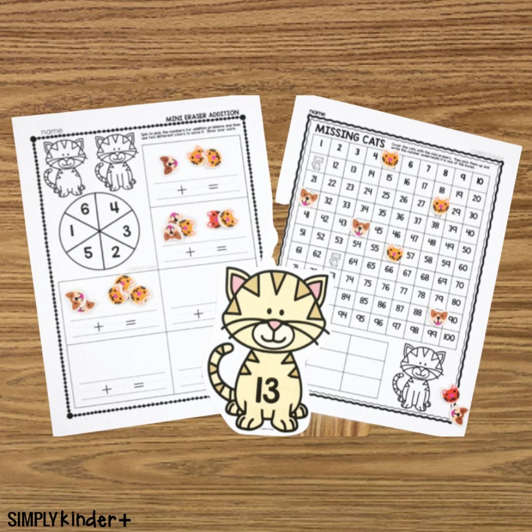 Cat - Mini Eraser Activity Set - Simply Kinder + Printable Membership