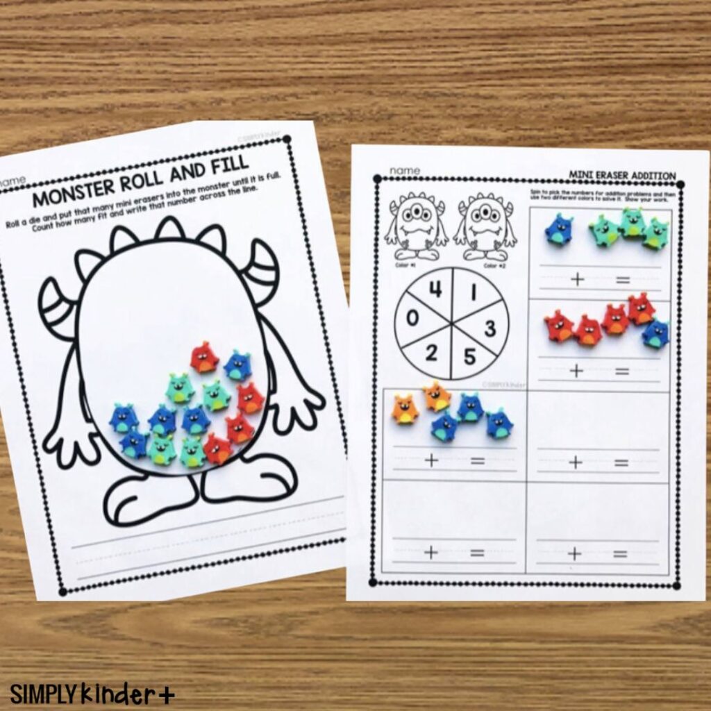 Monsters - Mini Eraser Activity Set - Simply Kinder + Printable Membership