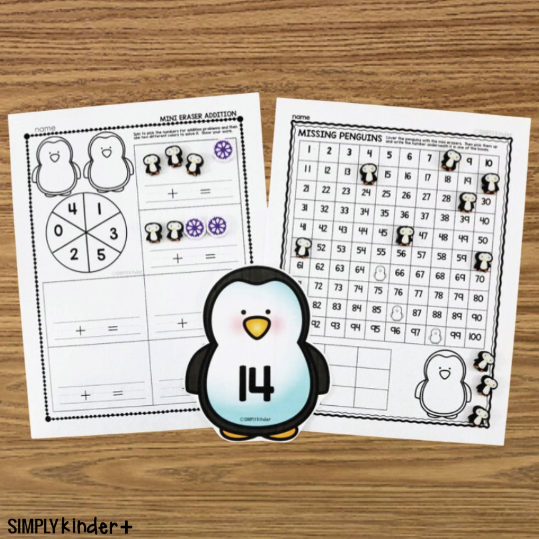Penguin - Mini Eraser Activity Set - Simply Kinder + Printable Membership