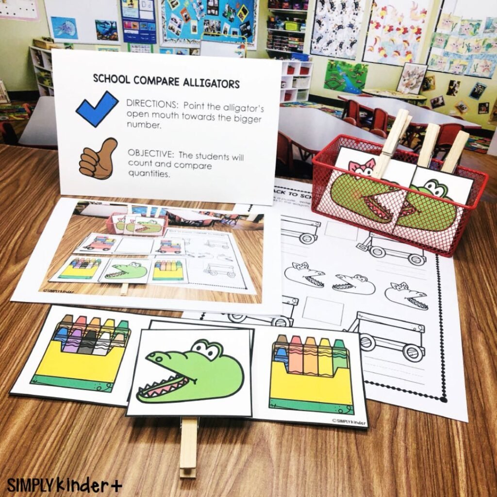 School Compare Alligators: Math Center, First Quarter - Simply Kinder Plus