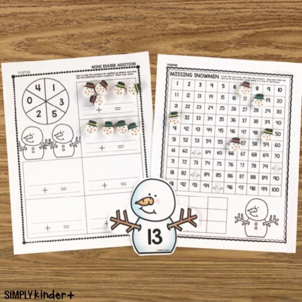 Snowman - Mini Eraser Activity Set - Simply Kinder + Printable Membership