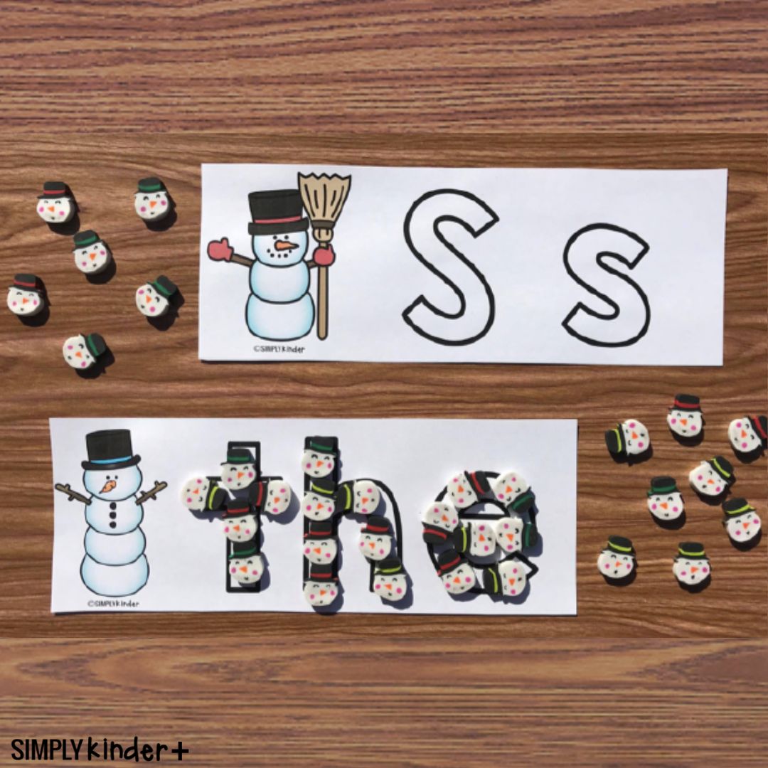 Snowman Letters & Words - Mini Eraser Activity Set - Simply Kinder ...