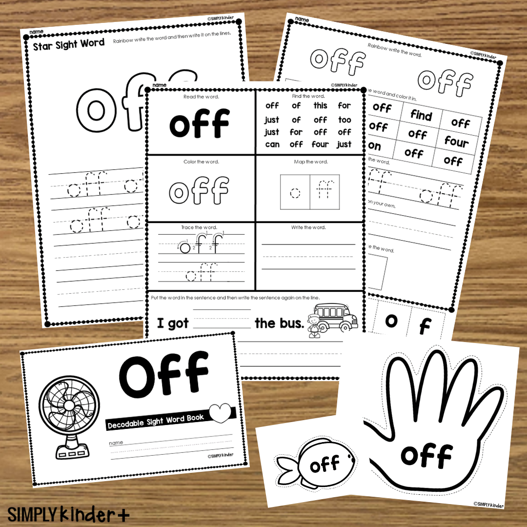 Off - Sight Word Activities - Simply Kinder + Printable Membership