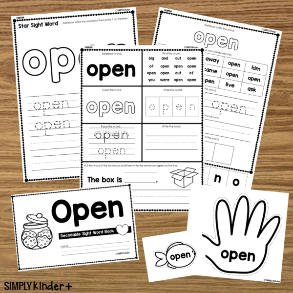 Open - Sight Word Activities - Simply Kinder + Printable Membership