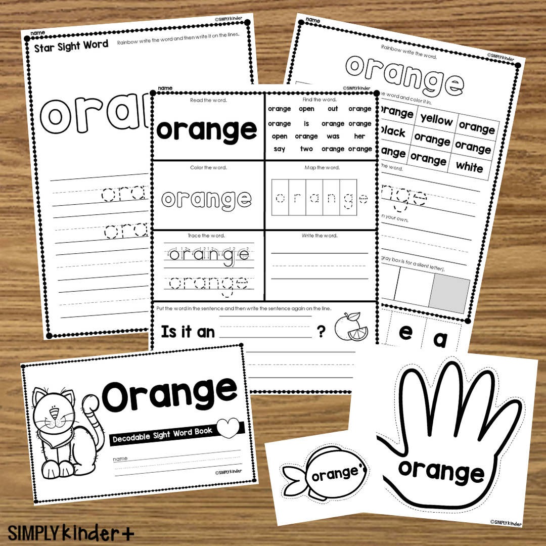 Orange - Sight Word Activities - Simply Kinder + Printable Membership