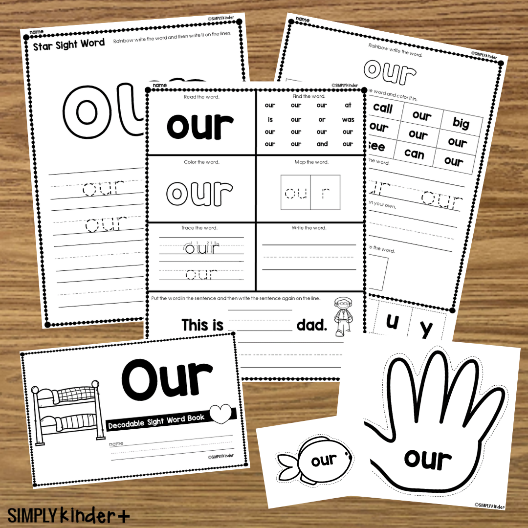 Our - Sight Word Activities - Simply Kinder Plus