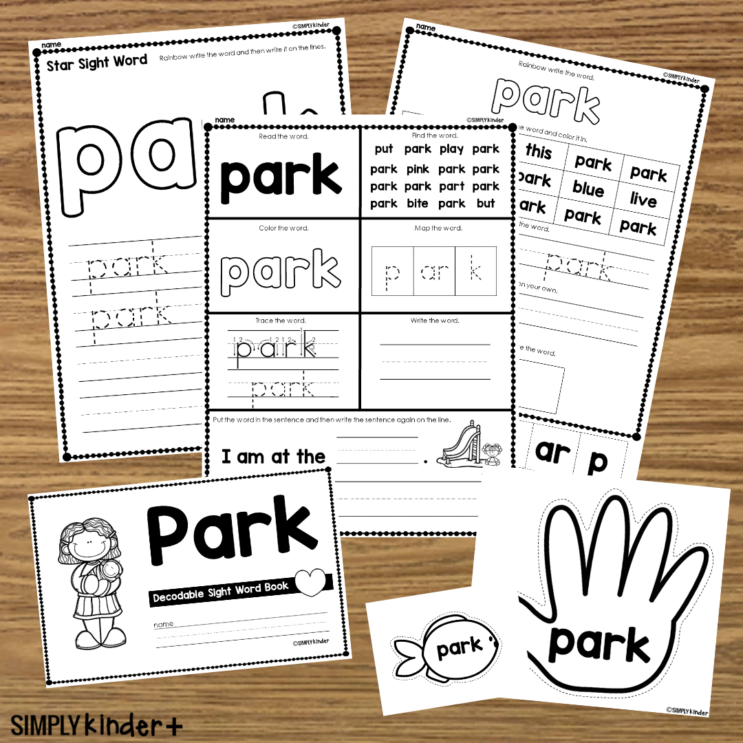 Park - Sight Word Activities - Simply Kinder + Printable Membership