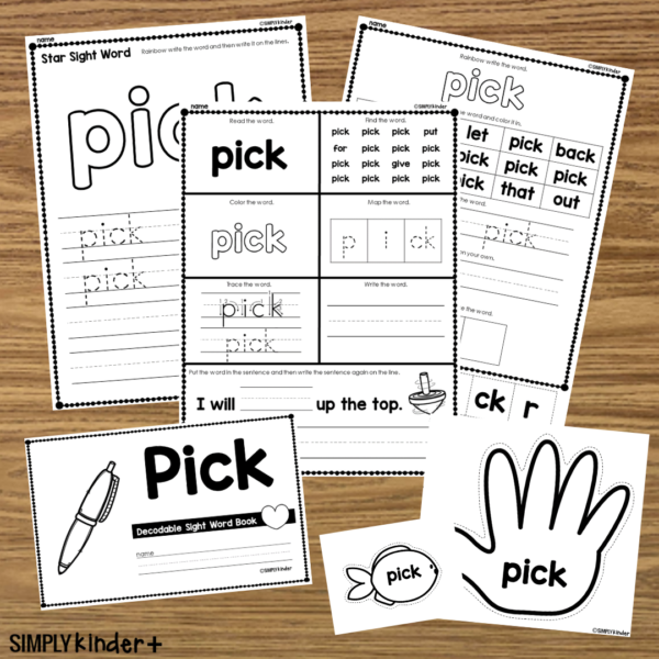 Pick - Sight Word Activities - Simply Kinder + Printable Membership