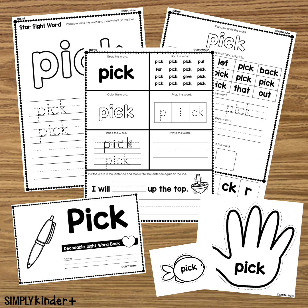 Pick - Sight Word Activities - Simply Kinder + Printable Membership