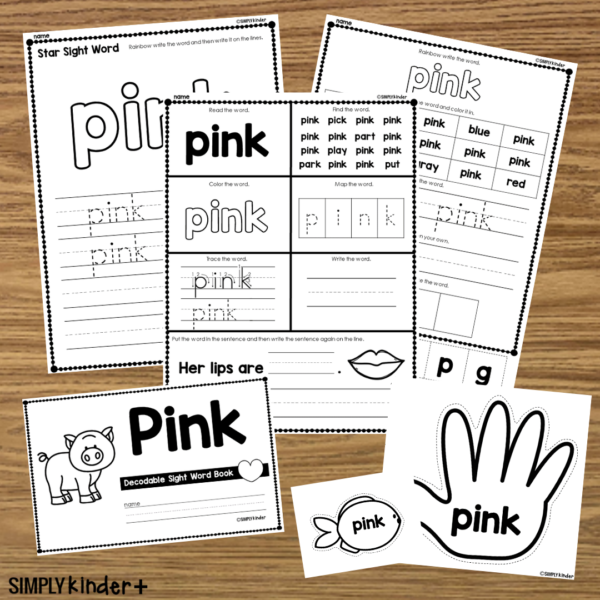 Pink - Sight Word Activities - Simply Kinder + Printable Membership