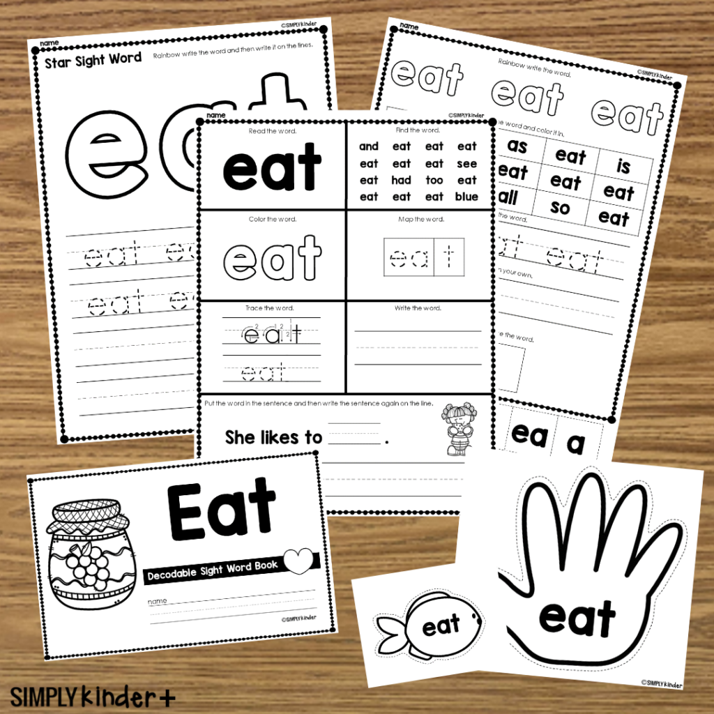 Eat - Sight Word Activities - Simply Kinder + Printable Membership