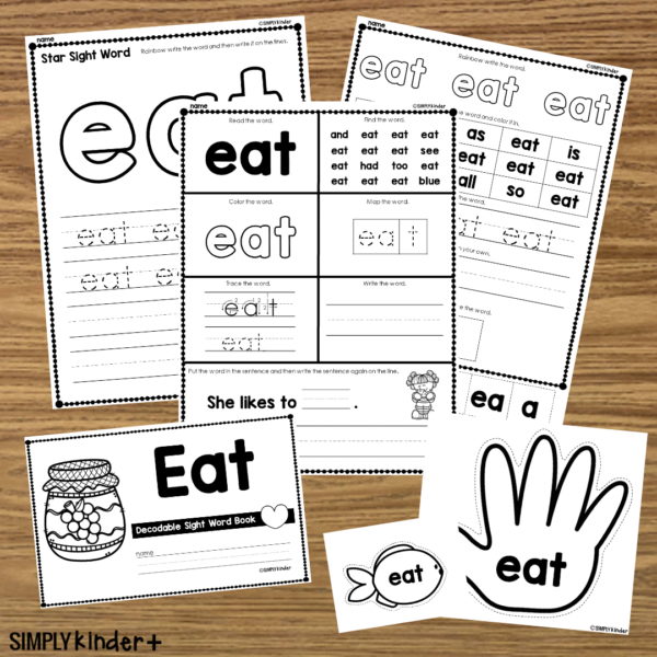 Eat - Sight Word Activities - Simply Kinder + Printable Membership