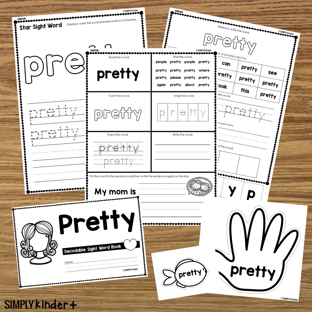 Pretty - Sight Word Activities - Simply Kinder + Printable Membership