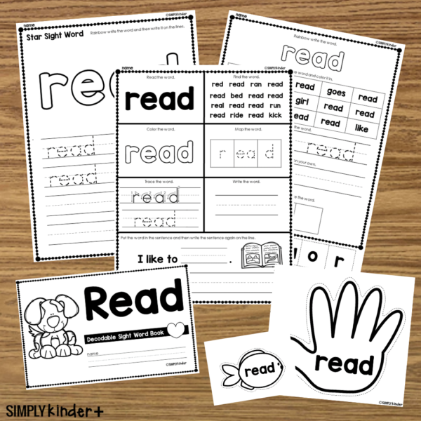Read - Sight Word Activities - Simply Kinder + Printable Membership