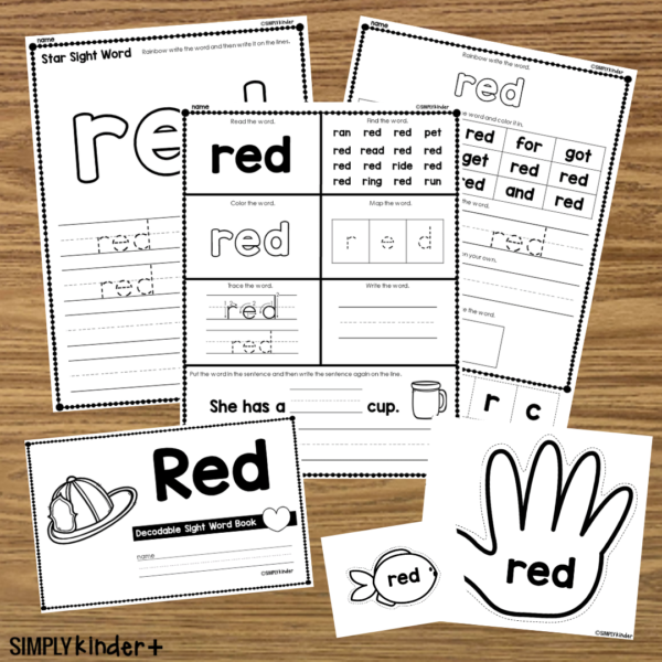 Red - Sight Word Activities - Simply Kinder + Printable Membership