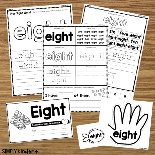 Eight - Sight Word Activities - Simply Kinder + Printable Membership