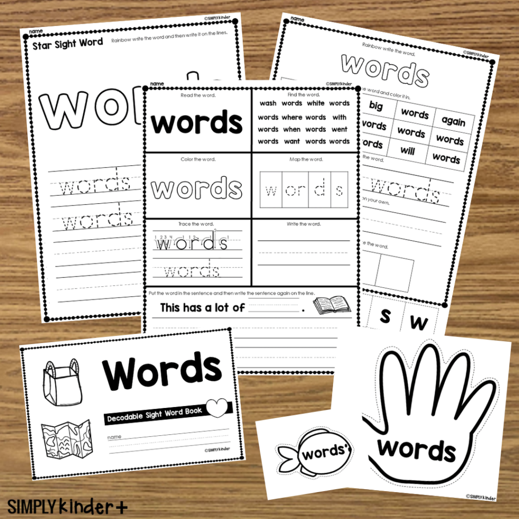 Words - Sight Word Activities - Simply Kinder Plus