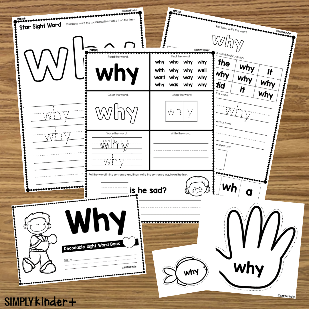 Why - Sight Word Activities - Simply Kinder + Printable Membership