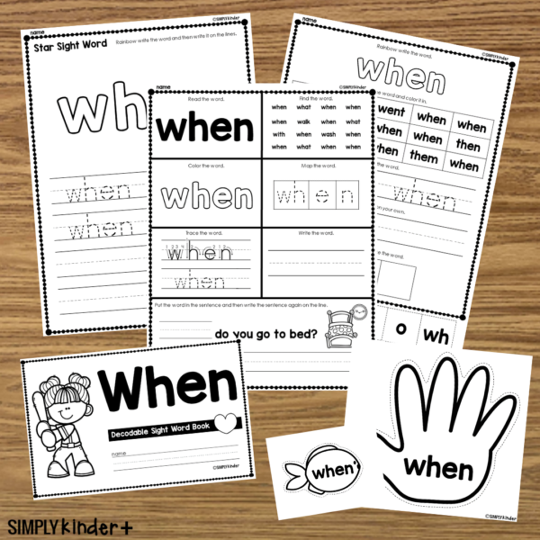 When - Sight Word Activities - Simply Kinder + Printable Membership