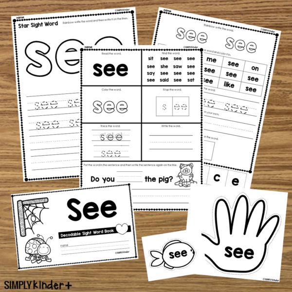 See - Sight Word Activities - Simply Kinder + Printable Membership