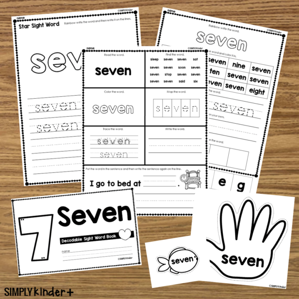 Seven - Sight Word Activities - Simply Kinder + Printable Membership
